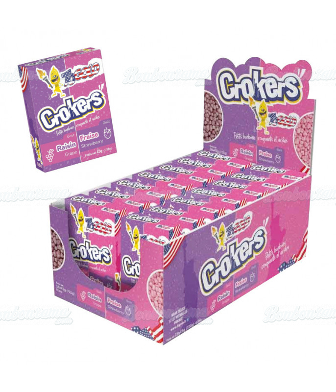 Crockers Raisin Fraise 45 gr le Bonbon Américain Acidulé en gros