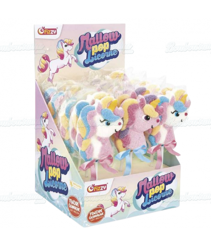 Mallow Pop Unicorn Marshmallow Lollipop in bulk packaging