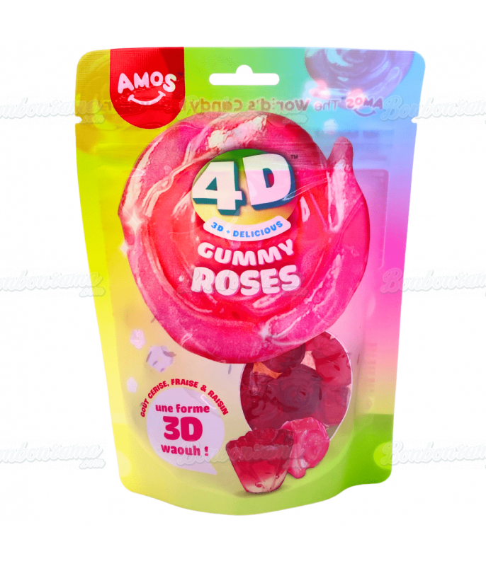Bonbons Amos 4D Roses avec Cœur Liquide – En gros conditionnement 12 x 120g