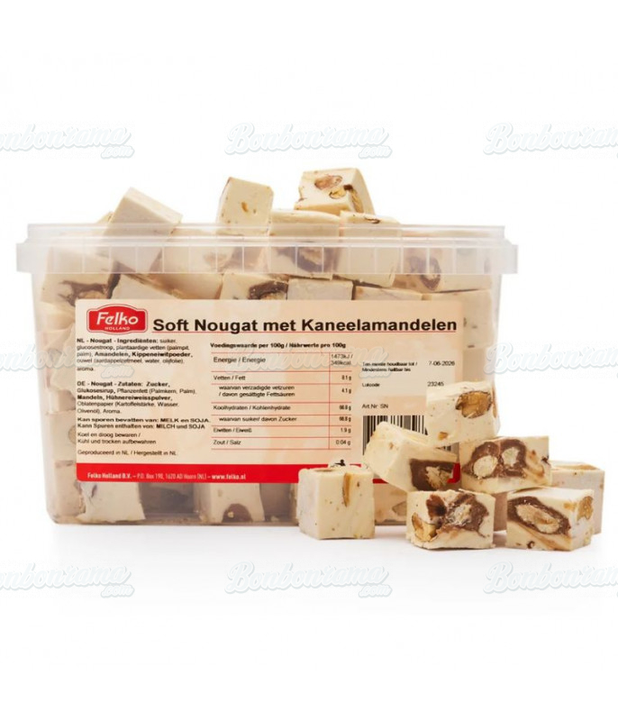 Tender almond nougat in bulk packaging