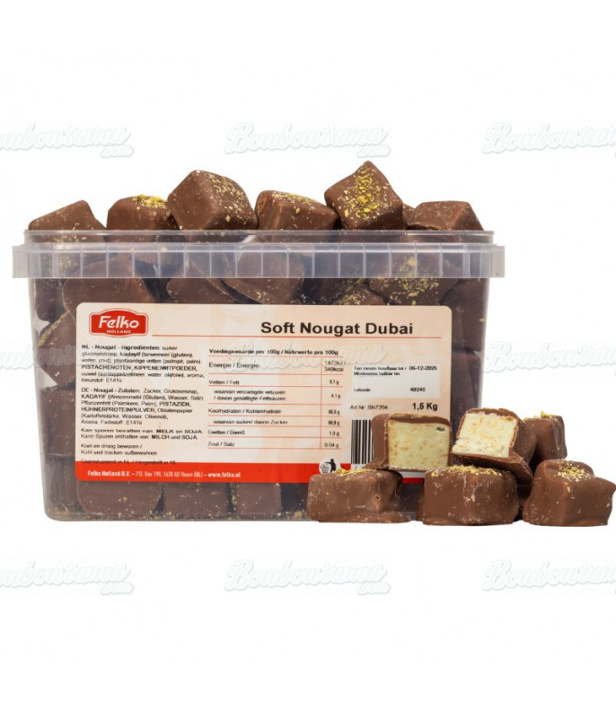 FELKO Dubai Nougat – 1.5 kg tub | Chocolate pistachio nougat