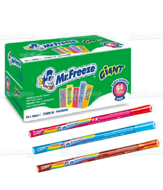 Mister Freeze, la Sucette Bâton 105 ml à Congeler en Carton de 64 pcs